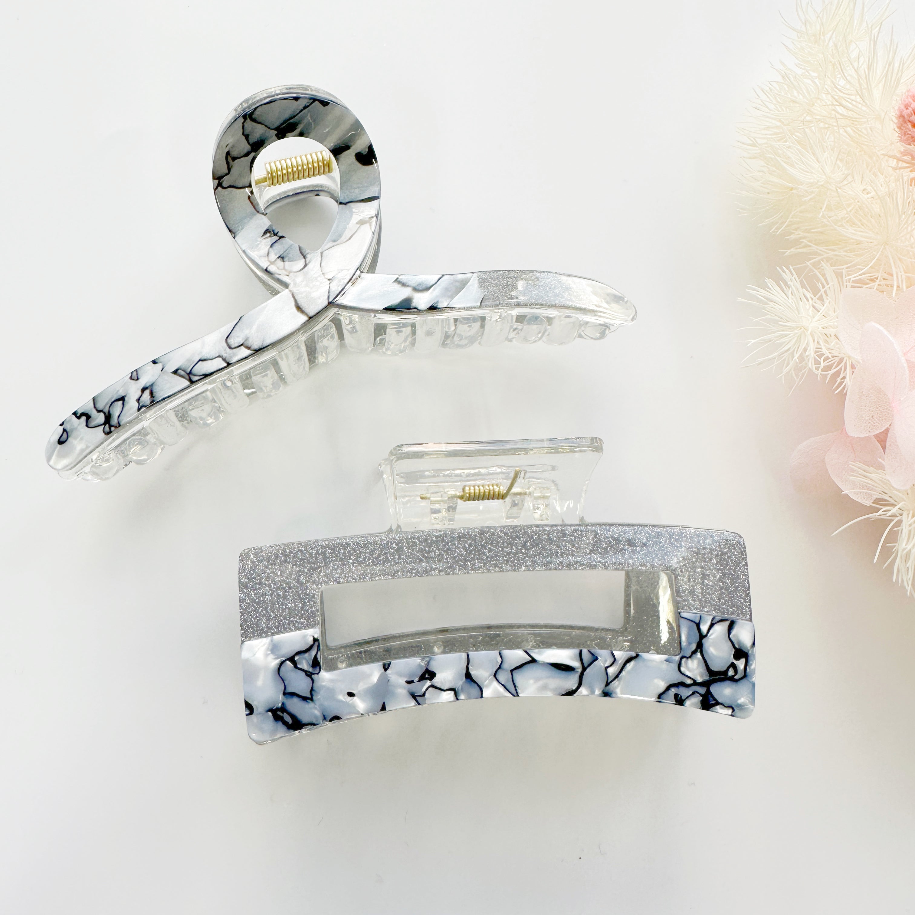 Glittery Marbles Claws- Silver – MANGO JELLY