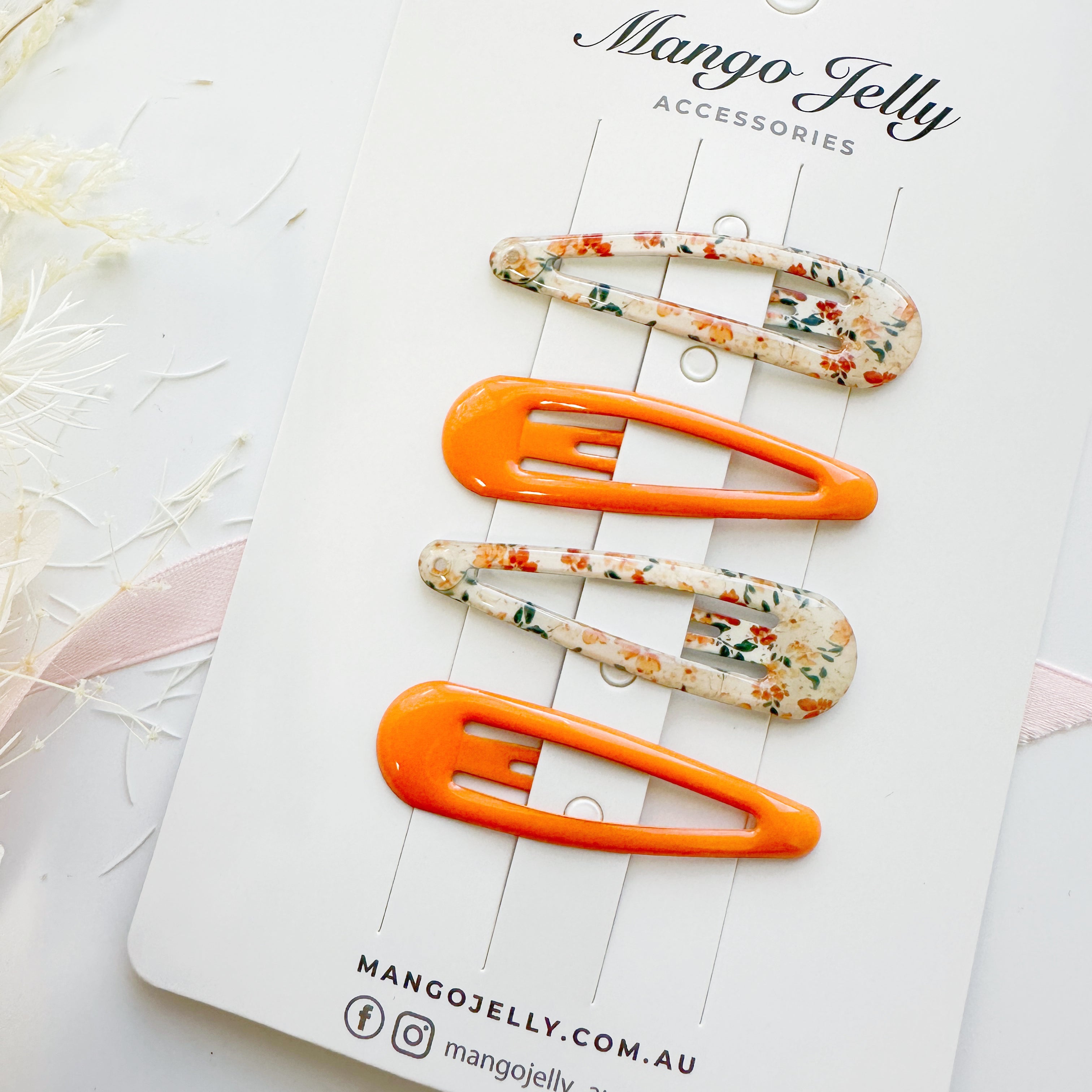 Hair Clips - Gel coated 4 pcs pack Orange – MANGO JELLY