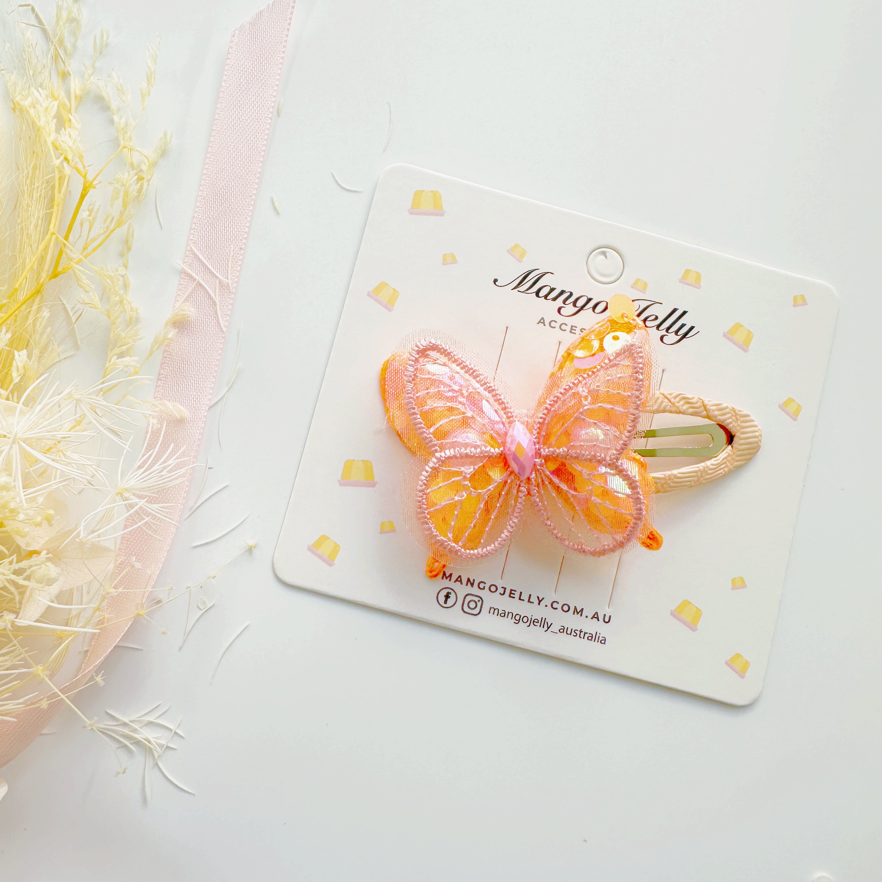 Butterfly kids wrapped snap clips - Orange – MANGO JELLY