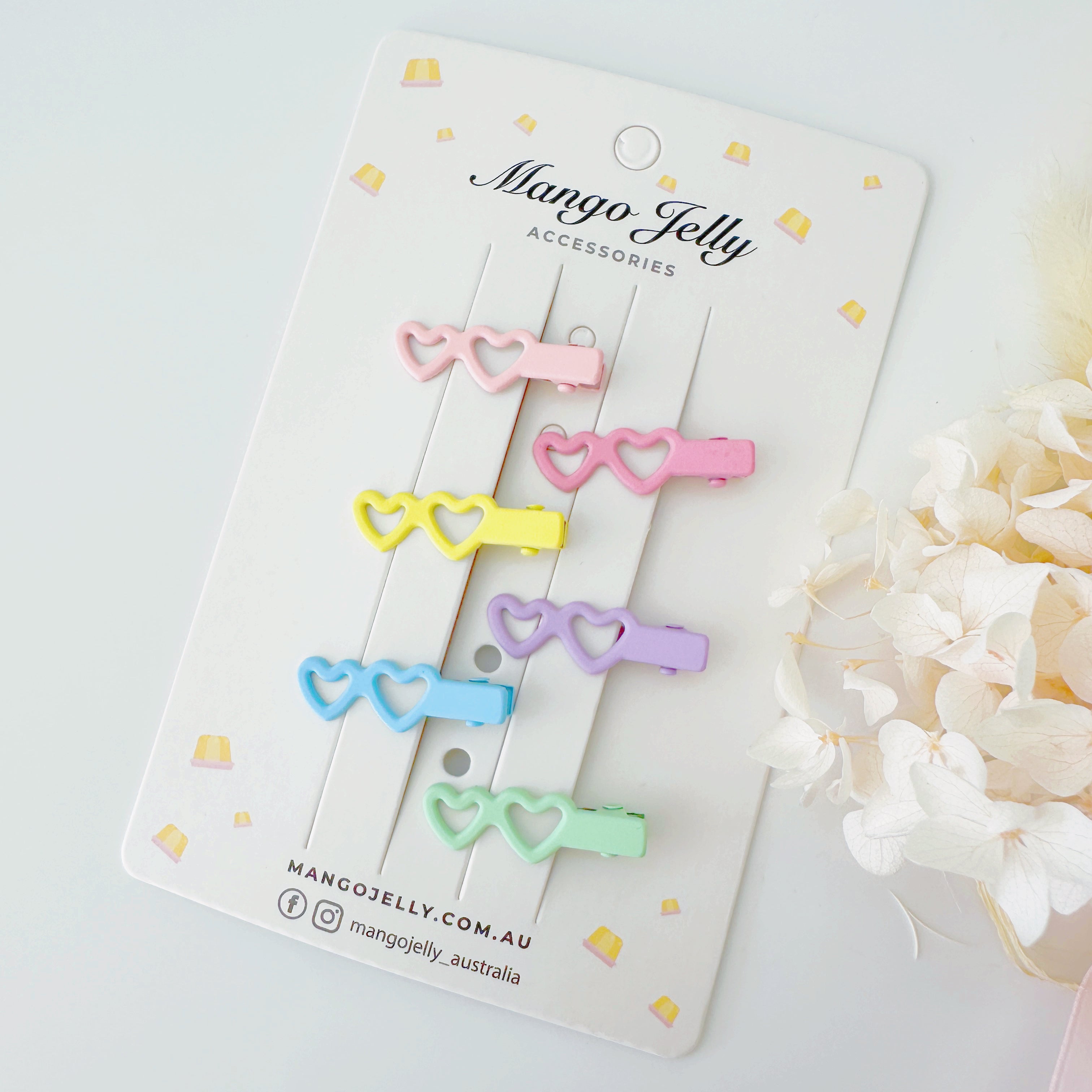 Small Soft Pastel Clips palette 6 Pieces - Double heart – MANGO JELLY