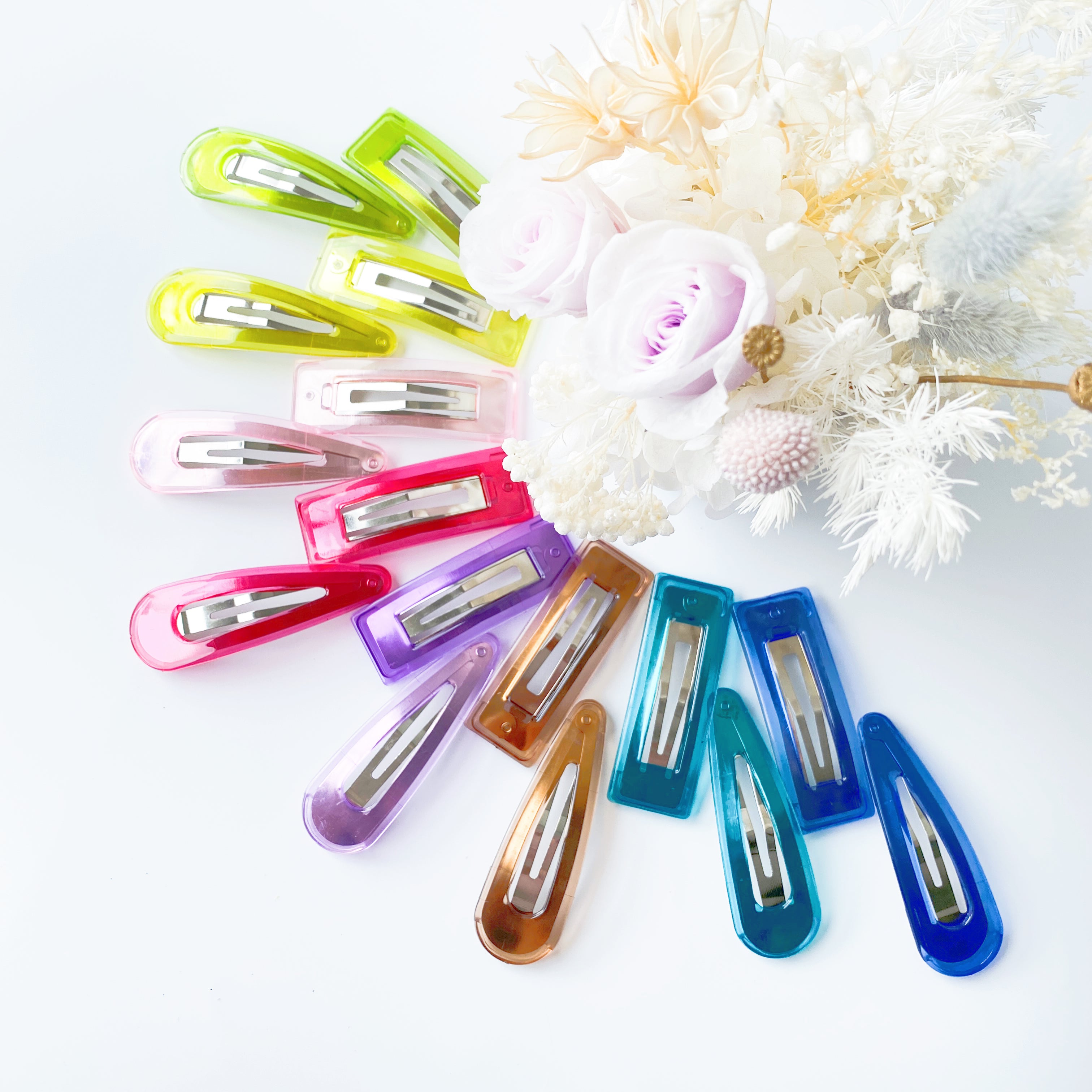 Semi Translucent Acrylic Snap Clips 6cm – Drop & Rectangle | MANGO JELLY