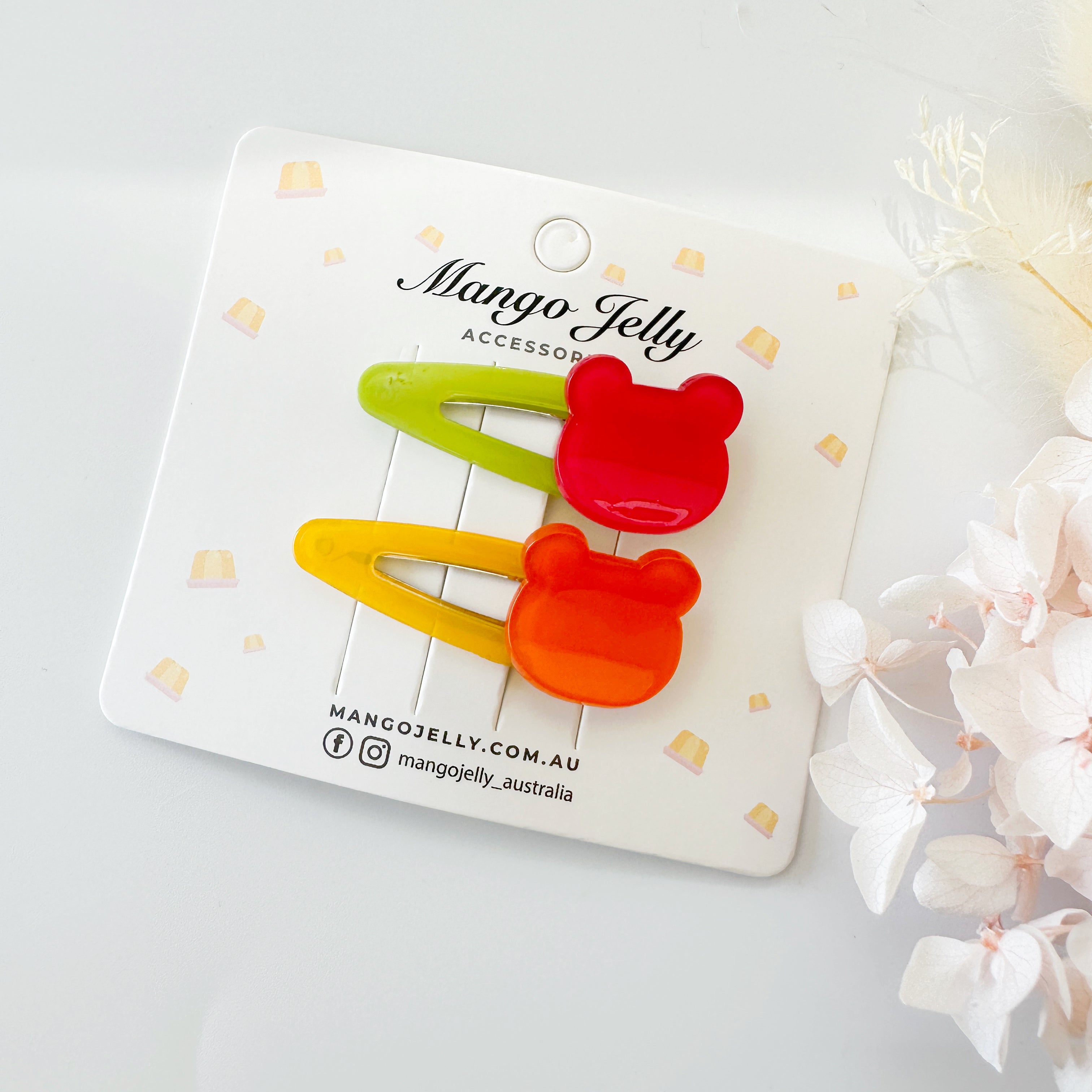 Acrylic teddy snaps - orange – MANGO JELLY